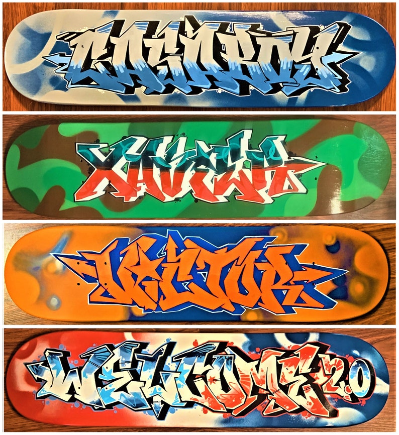 Custom Graffiti Skateboard Deck - Personalized Lettering, Street/wall ...
