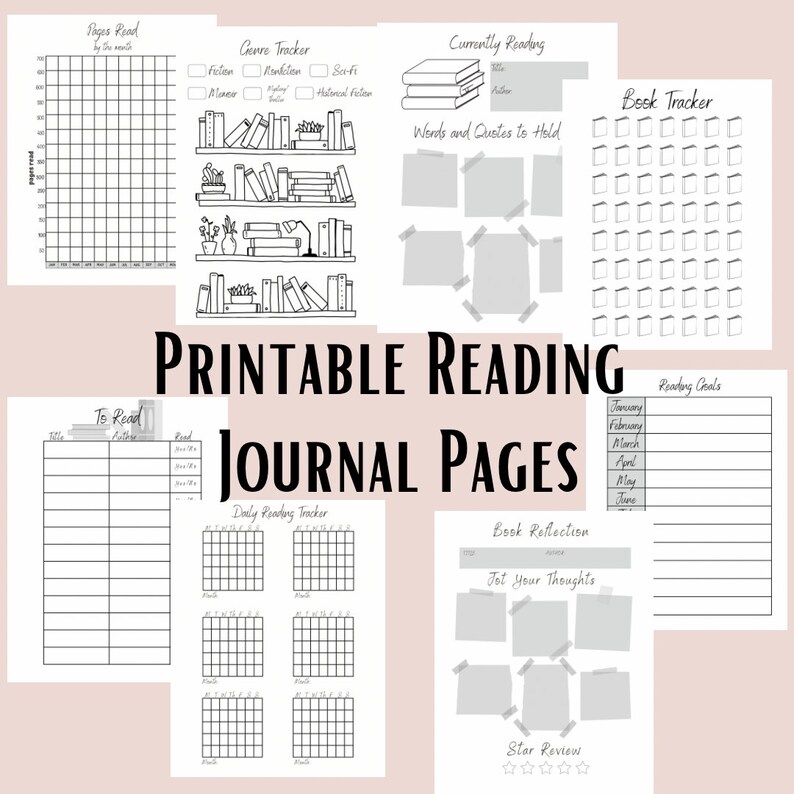 Printable Reading Journal Pages, Adult and Kids, Reading Log, Reading ...