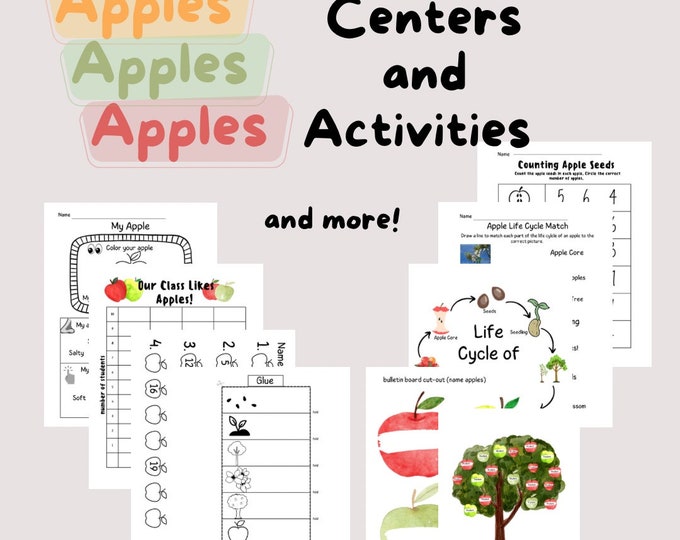 Apple Activities, Centers, Math, Science, Pre-k, Kindergarten, and More ...