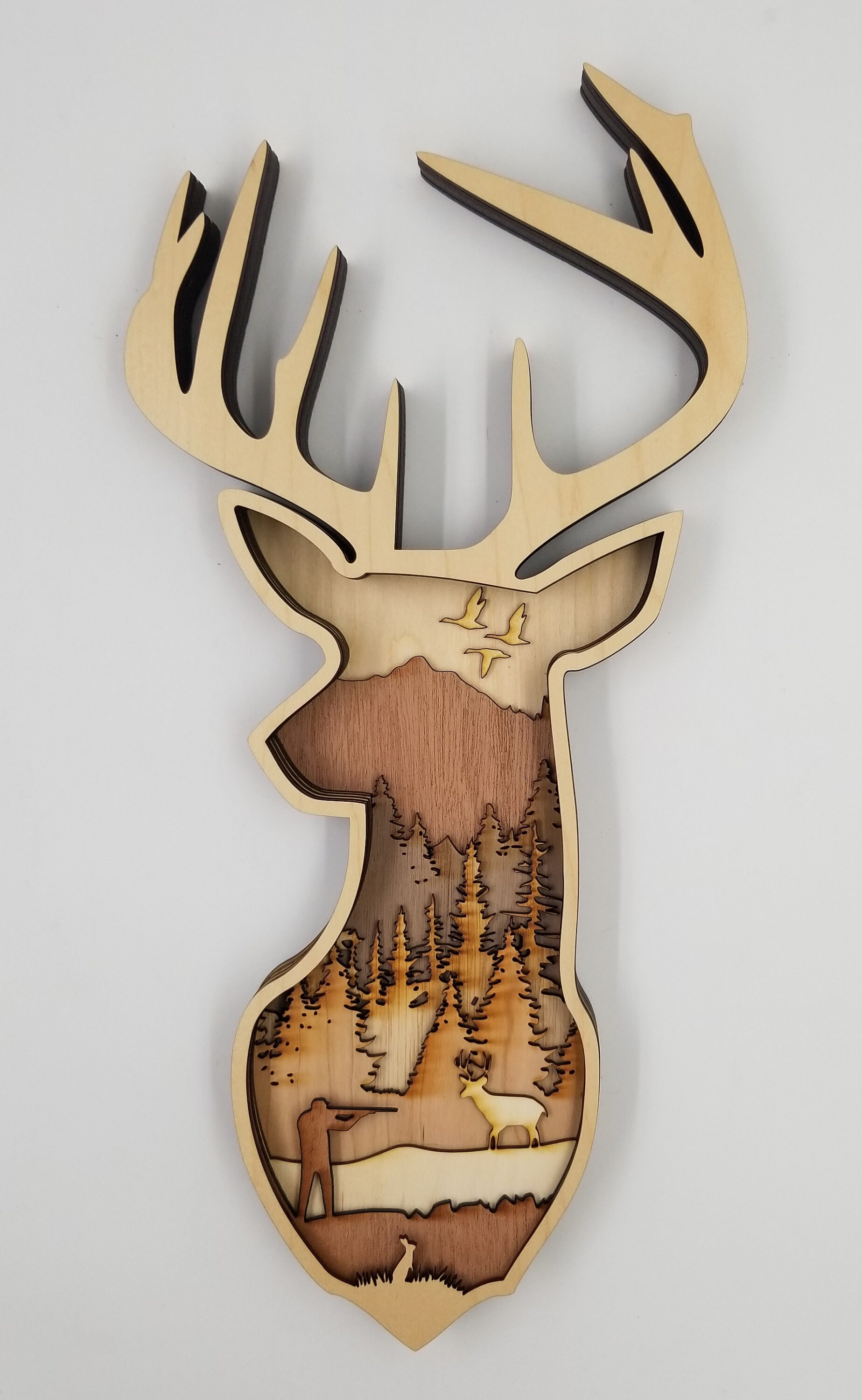 8 Layered Deer Bust Hunting Scene - Etsy