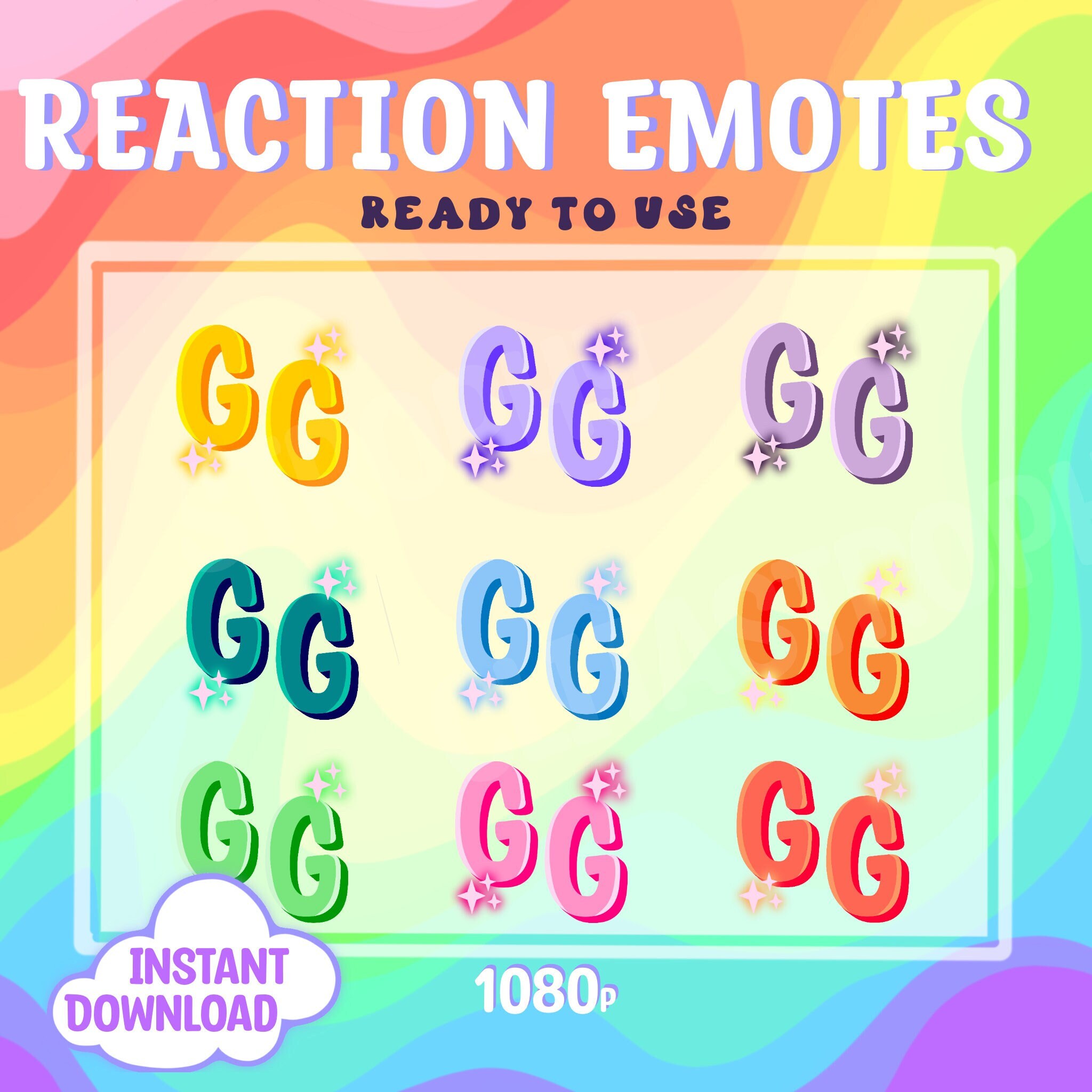 Rainbow "gg" Emote Bundle for Twitch, Discord and More -1080p Variety ...