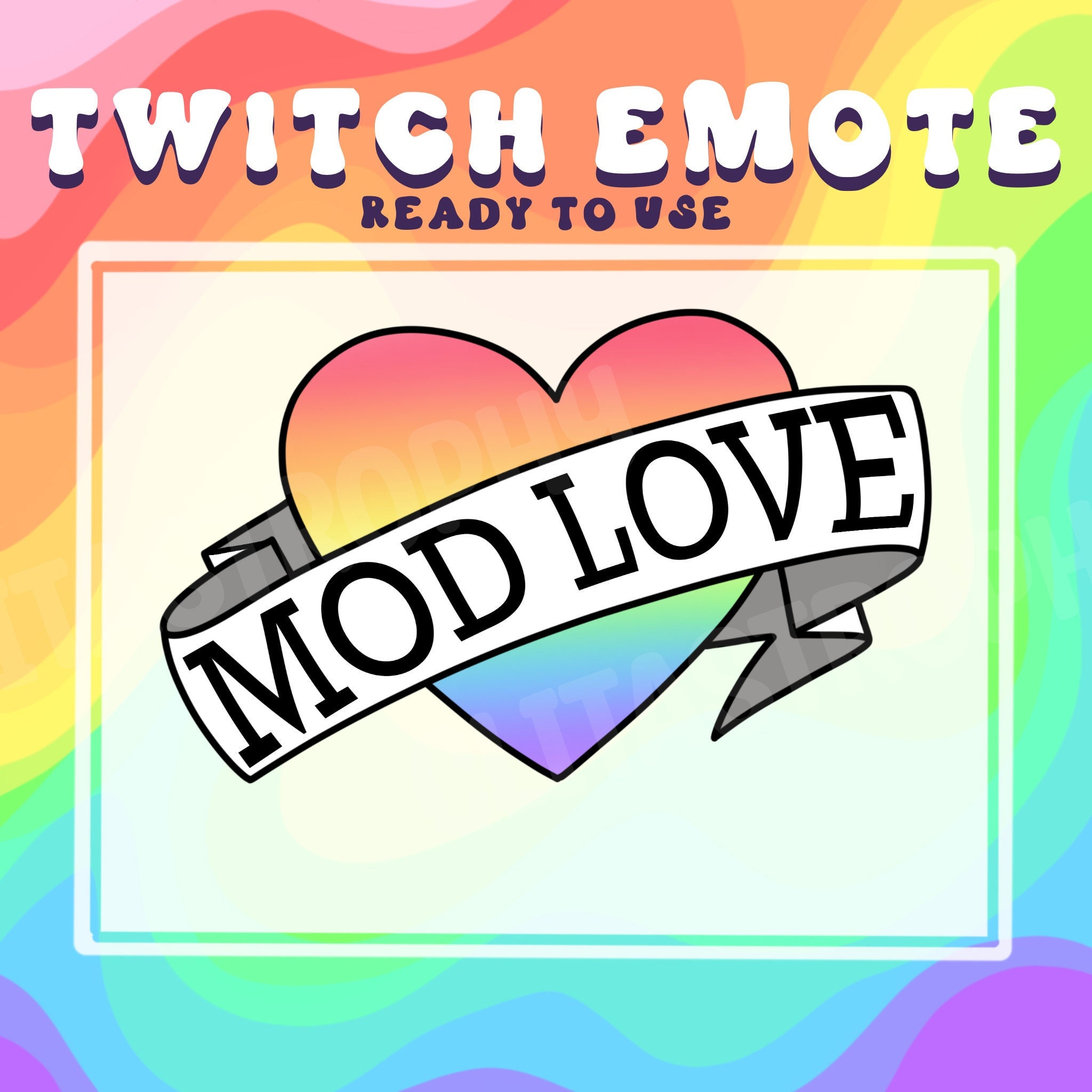 Rainbow Mod Love Heart With Banner - Reaction Emote for Twitch - Etsy