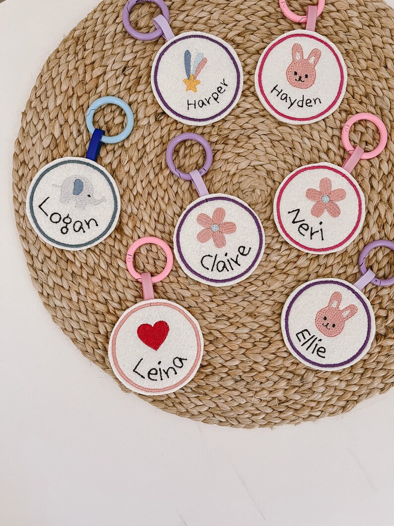 Kids Round Name Tag Bag Key Chains Boys Girls Bag Tag - Etsy