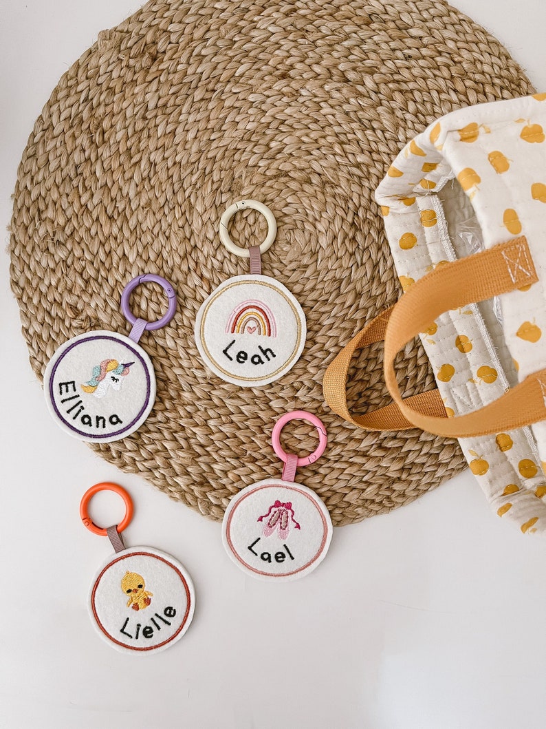 Kids Round Name Tag Bag Key Chains Boys Girls Bag Tag - Etsy