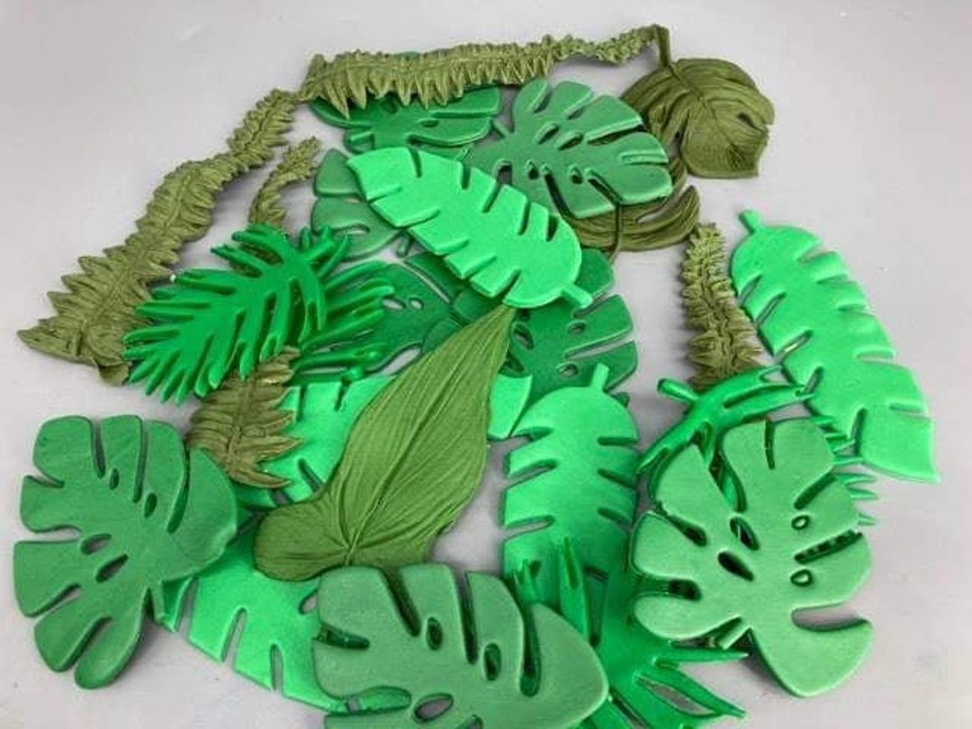 Sugar Fondant Variety Leaves for Jungle Theme Cakes and Cupcakes ...