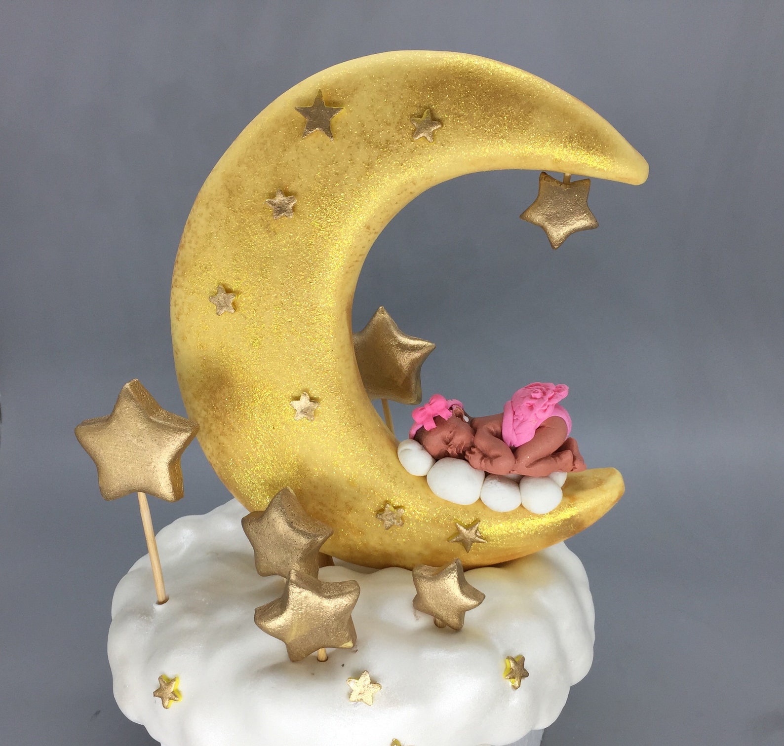 Moon with baby cake topper Moon with baby gender reveal | Etsy