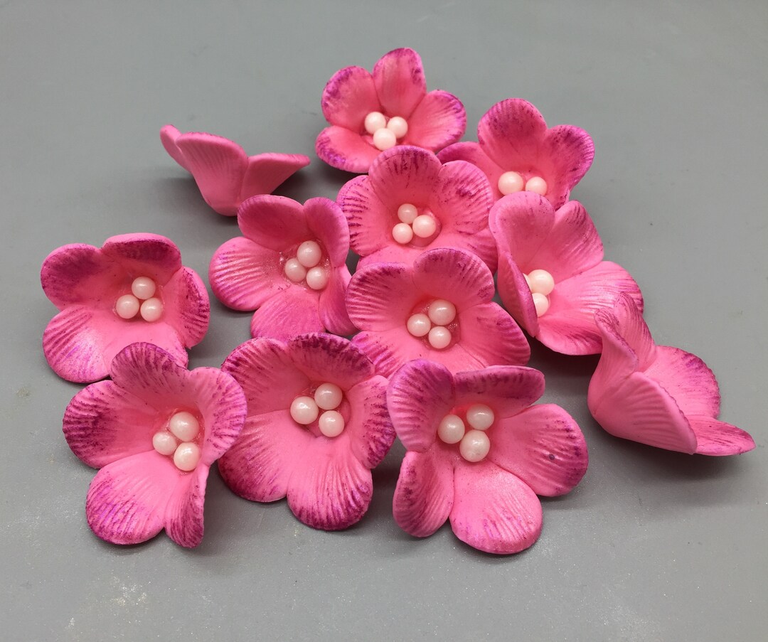 Fondant,sugar, Edible Pink Flower for Cakes and Cupcakes #26 - Etsy