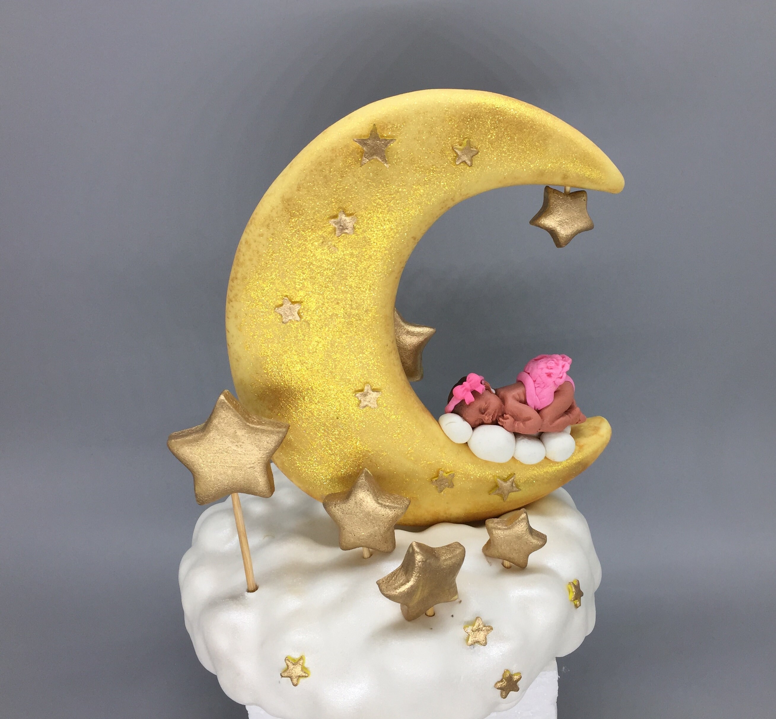 Moon with baby cake topper Moon with baby gender reveal | Etsy