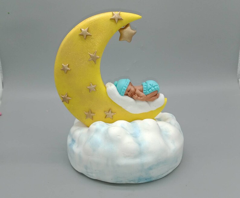 Moon With Baby Cake Topper Moon With Baby Gender Reveal | Etsy