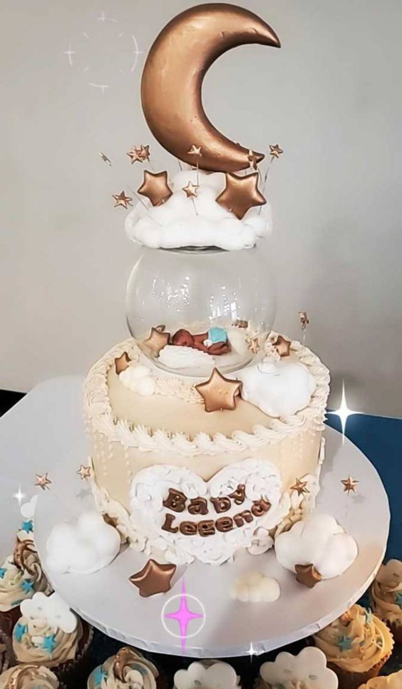 Moon With Baby Cake Topper, Moon With Baby Gender Reveal, Gender Reveal ...