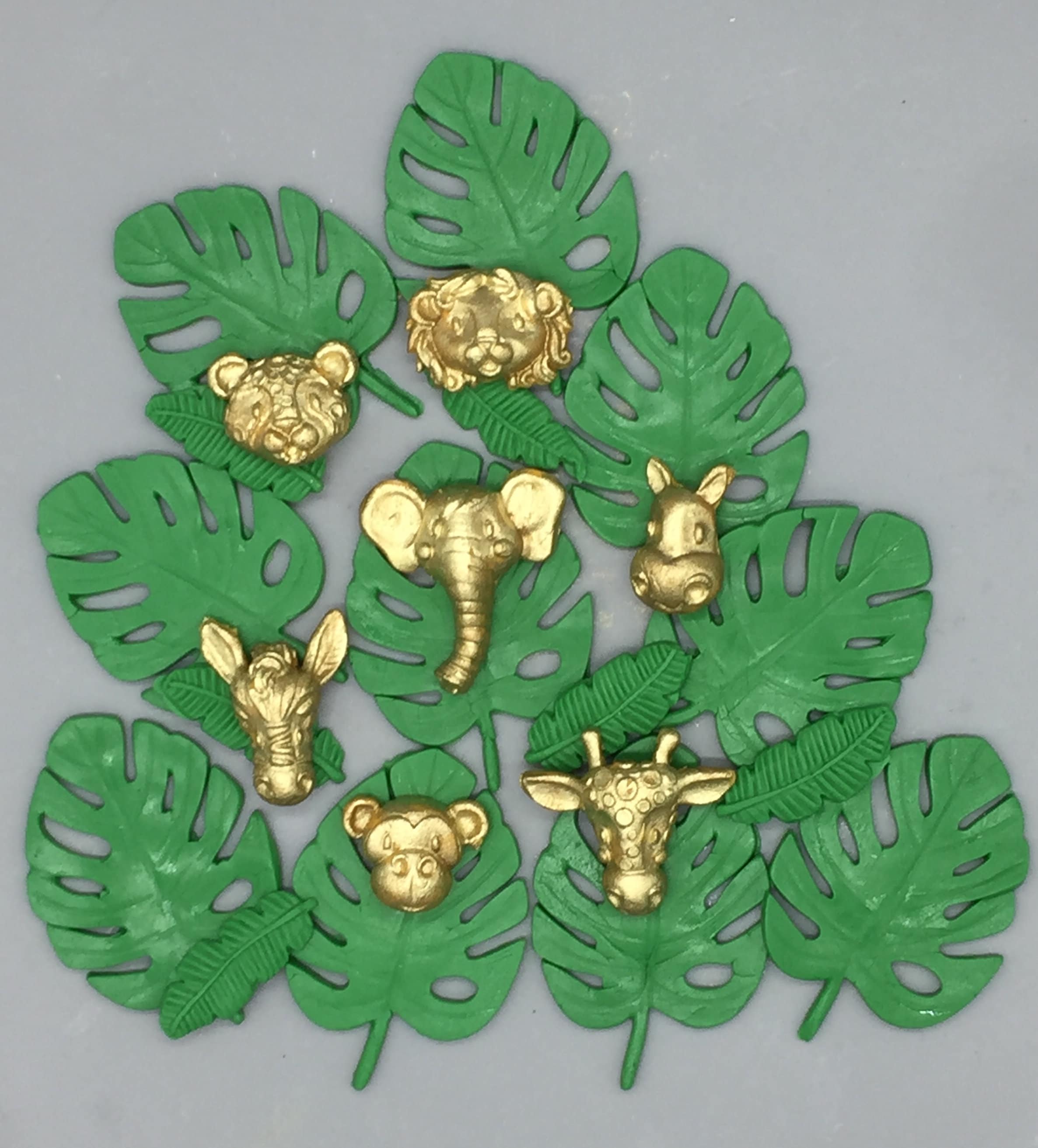 Golden Jungle Animal Heads, Sugar Animals, Fondant Animals, Gum Paste ...