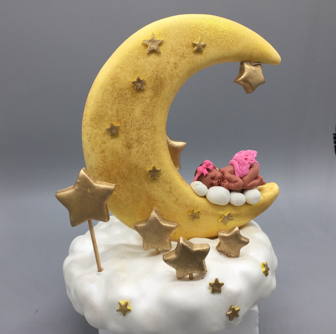 Moon With Baby Cake Topper Moon With Baby Gender Reveal | Etsy