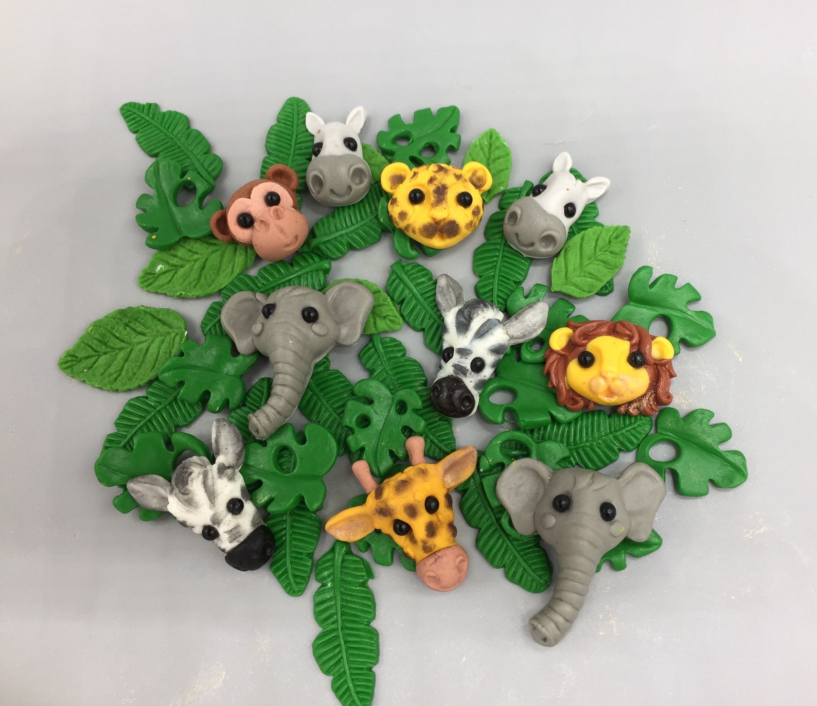 Jungle Animal Set for Cupcakes and Cake Pops Made With Fondant,sugar ...