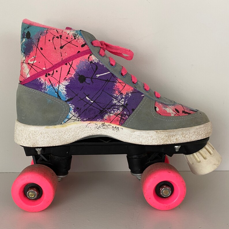 Vintage 80's Retro Roller Skates Grey Neon Pink Purple - Etsy