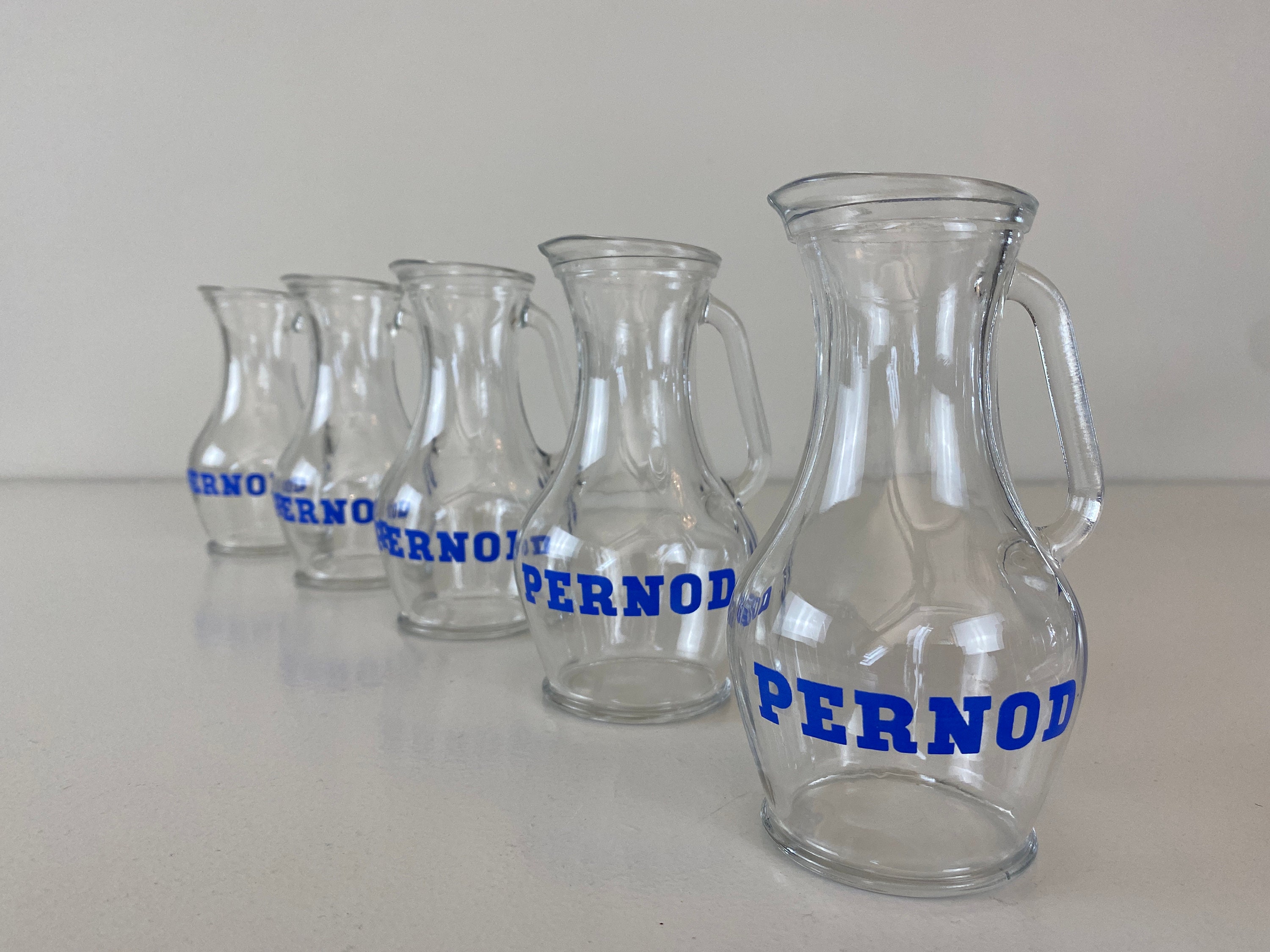 Pernod pastis carafe, vintage small carafe, pitcher blue transparent ...