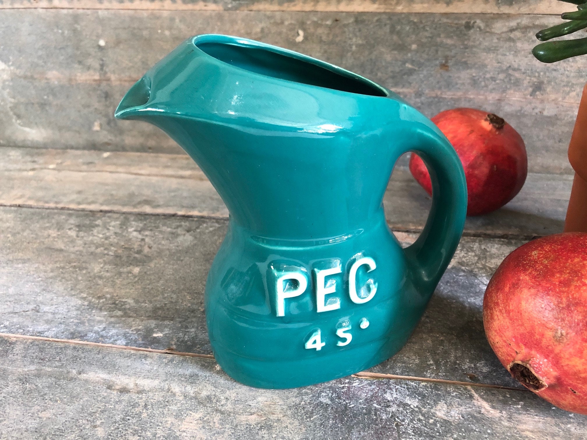 Green ceramic water jug, green ceramic pitcher, PEC 45 , lovely vintage ...