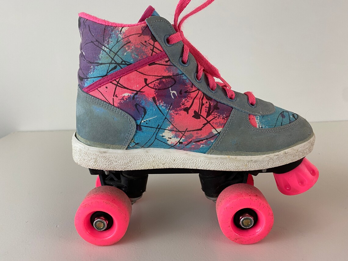 Vintage 80's Retro Roller Skates Grey Neon Pink Purple - Etsy