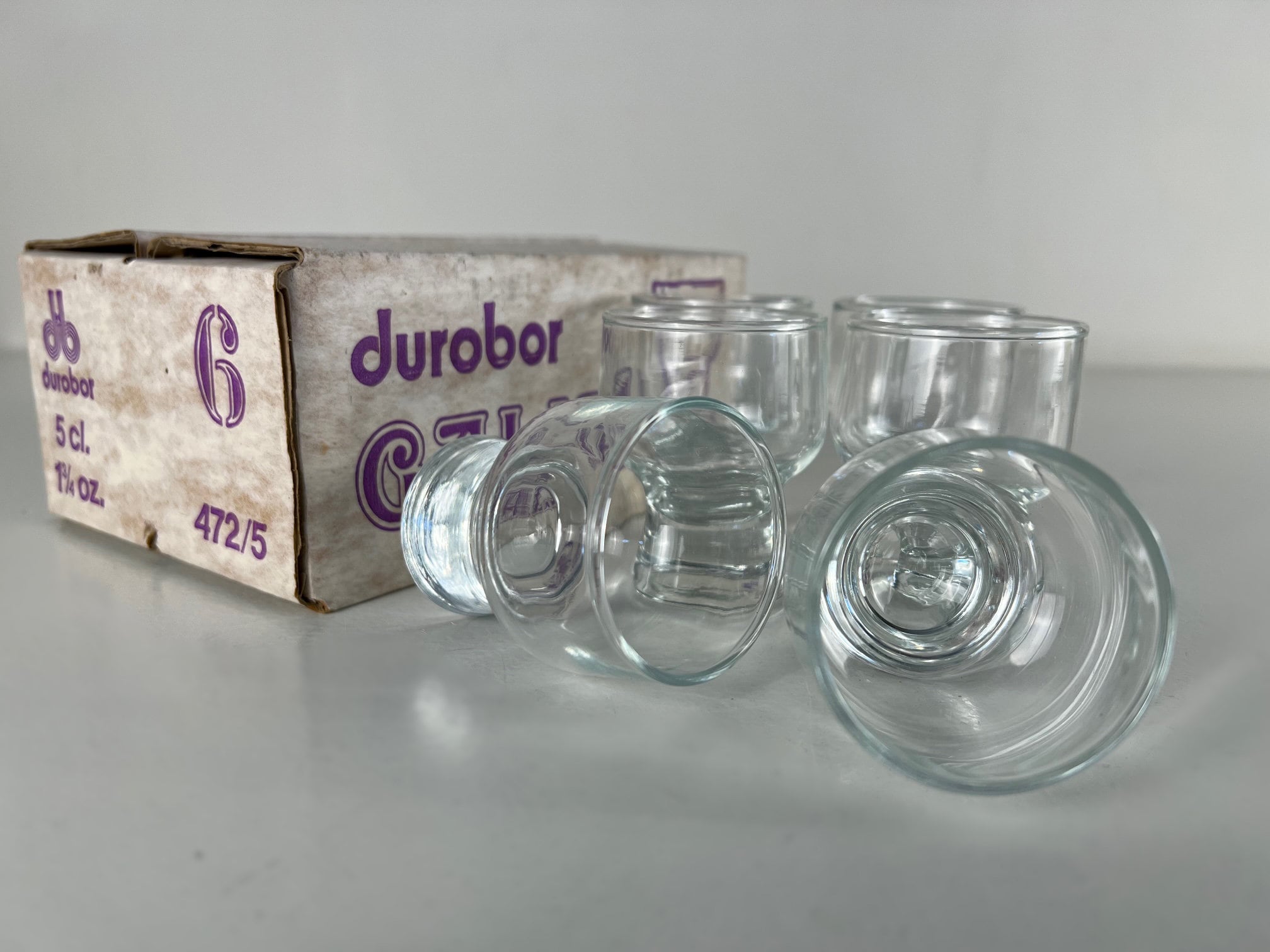 Set of 6 Durobor Galia 5 cl aperitif glasses, shot glasses, mid century ...