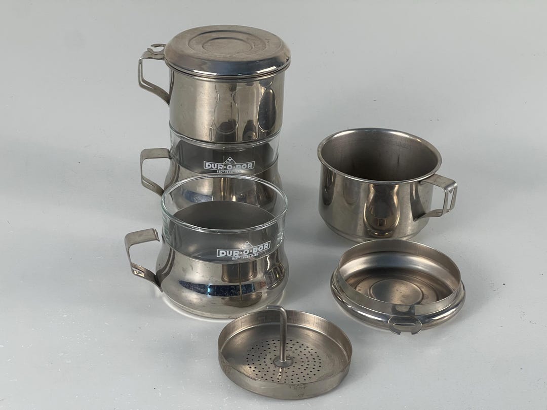 Set of 2 French - Belgian Coffee - Tea Makers Stainless Steel and Glass ...