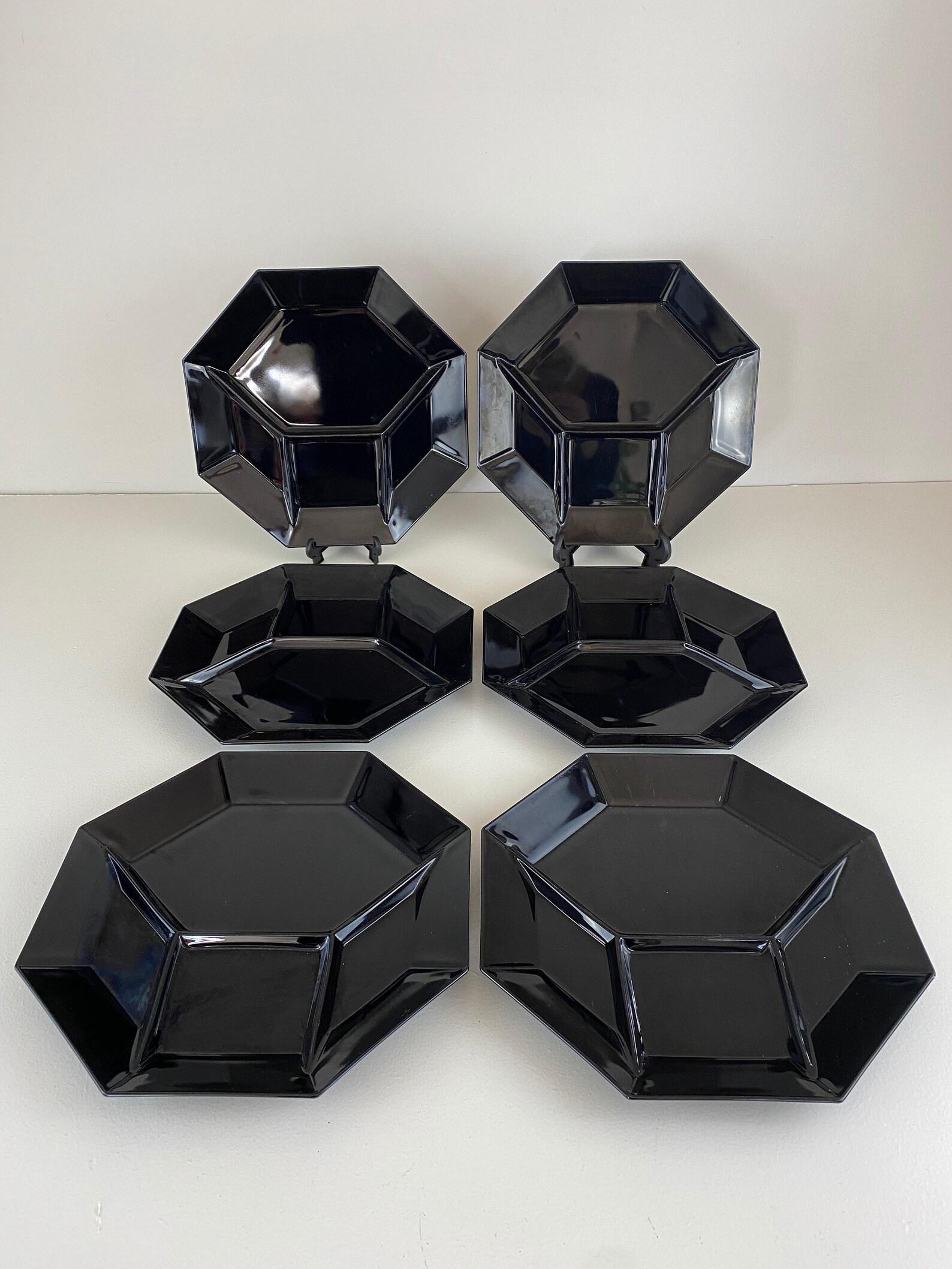 Set of 2 Arcoroc Octime Black Divider Plates Fondue Plates - Etsy