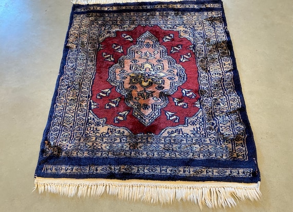 Small Colorful Oriental Rug in Red Blue Pink and off White - Etsy