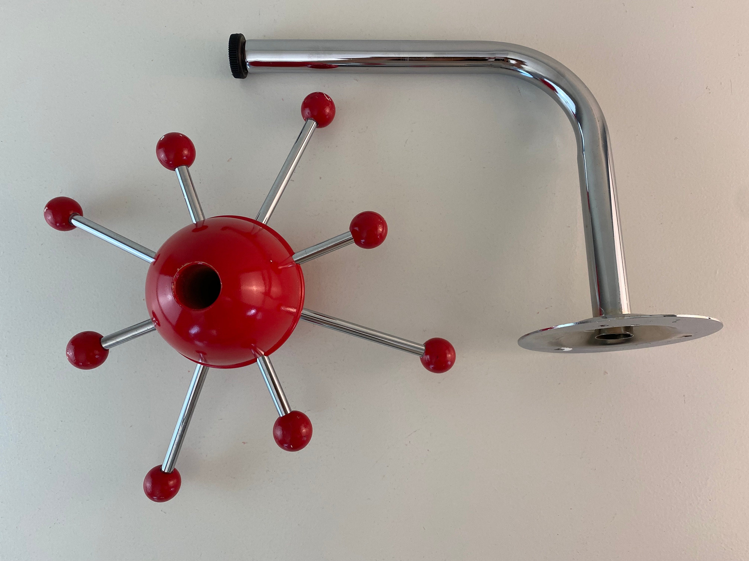 Red sputnik atomic coat rack, coat hanger, Osvaldo Borsani collection ...