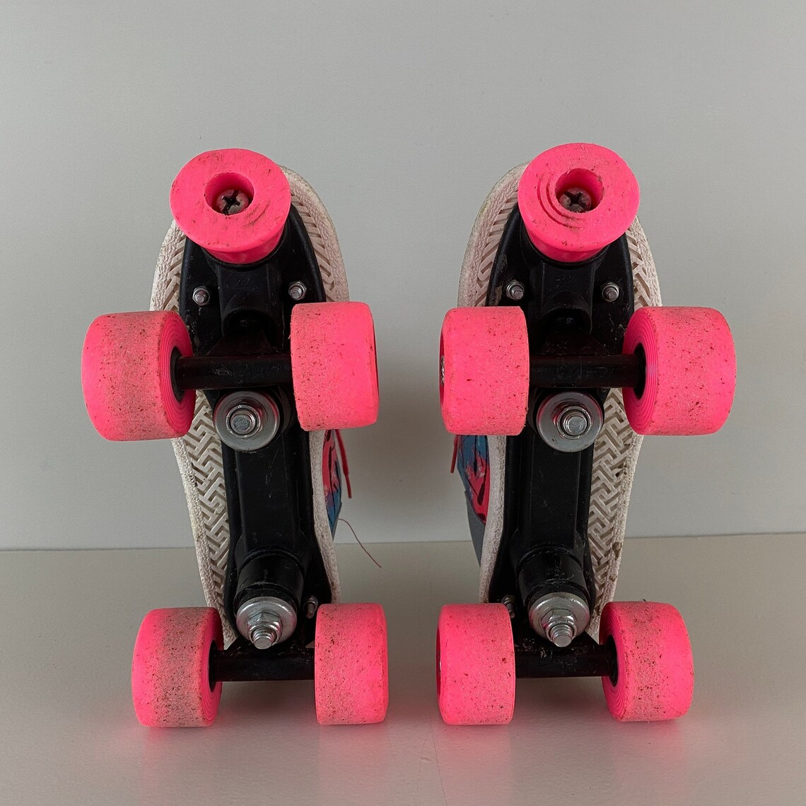 Vintage 80's Retro Roller Skates Grey, Neon Pink, Purple, Blue and ...