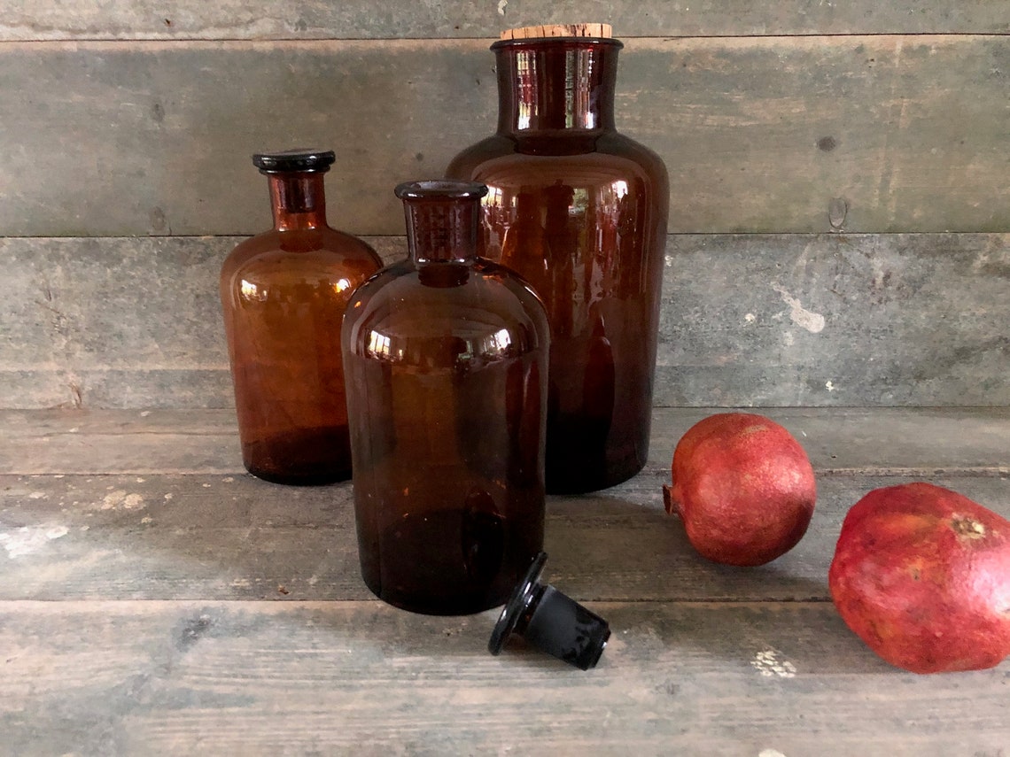 3 Large Pharmacy Bottles, Apothecary Bottles Pharmacist Jars, Vintage ...