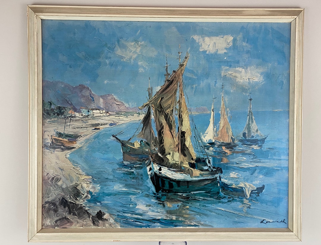 Large Art Print by Robert Lauth, Costa Brava 1960's in Wooden Frame ...