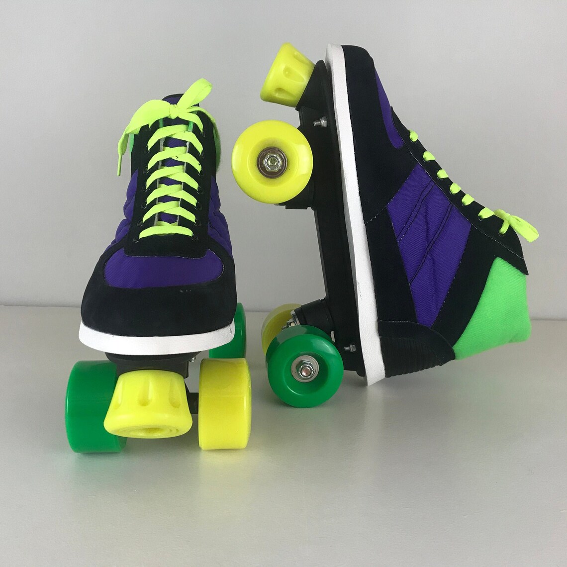 Vintage 90's Retro Roller skates black purple yellow and | Etsy