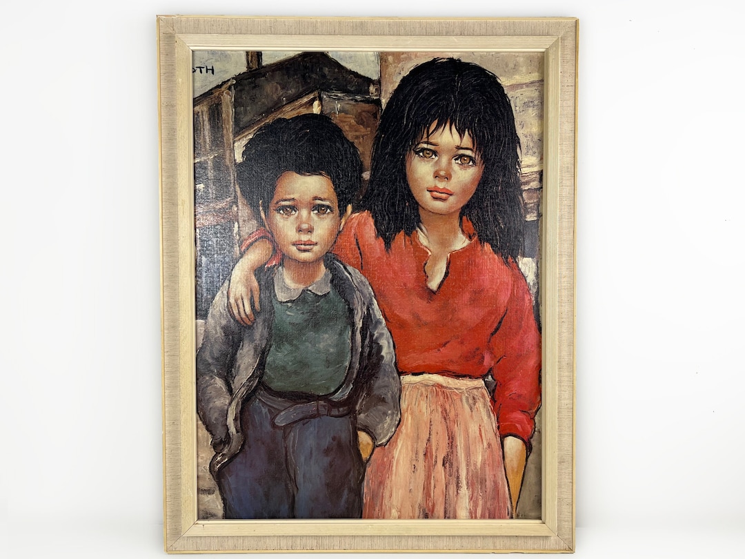 Framed Vintage Art Print “brother and Sister by Etienne Roth, 1960's ...