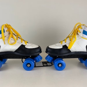 Vintage 90's Retro Roller Skates in Black, White and Blue, Rusher, New ...