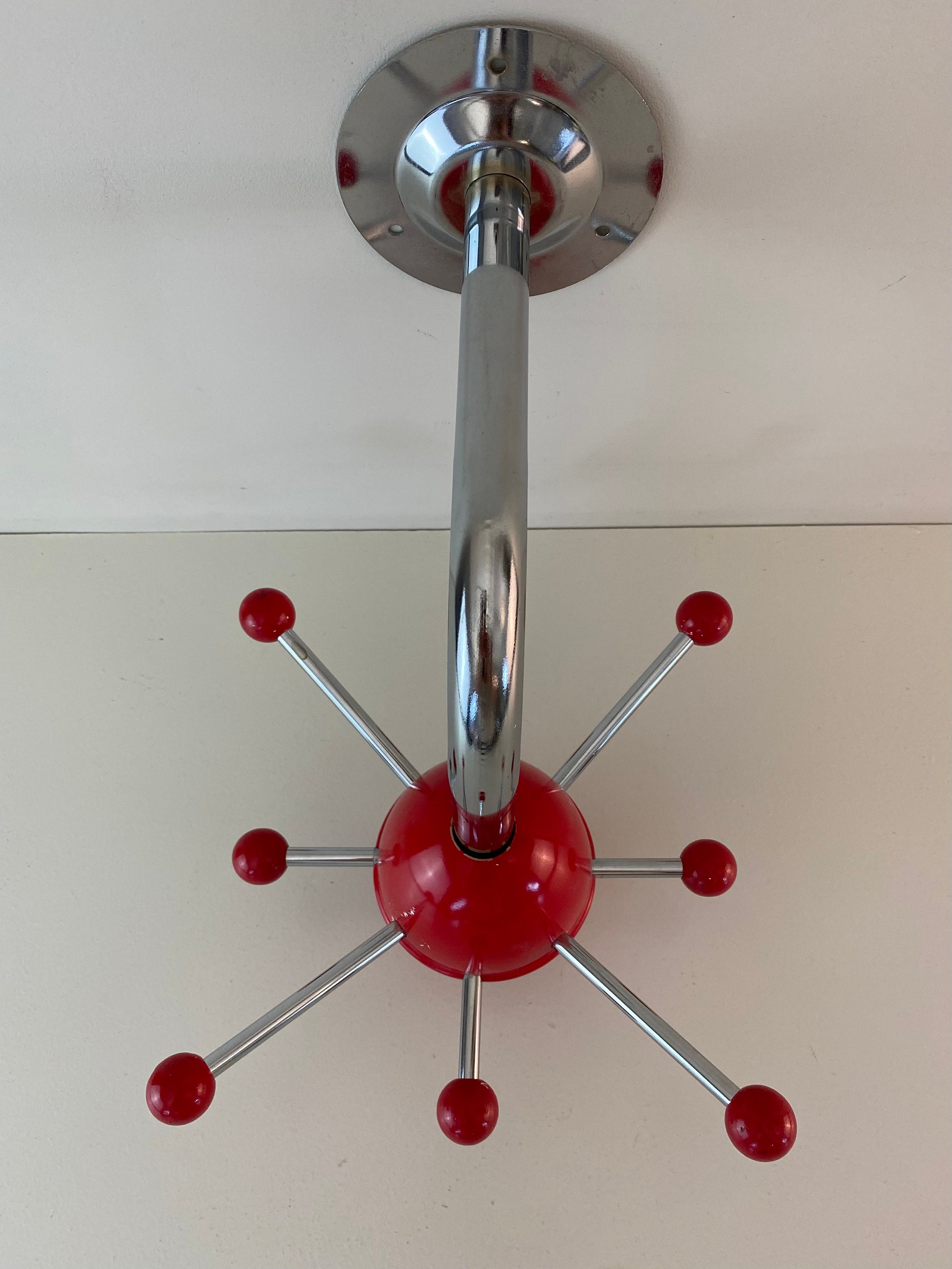 Red sputnik atomic coat rack, coat hanger, Osvaldo Borsani collection ...