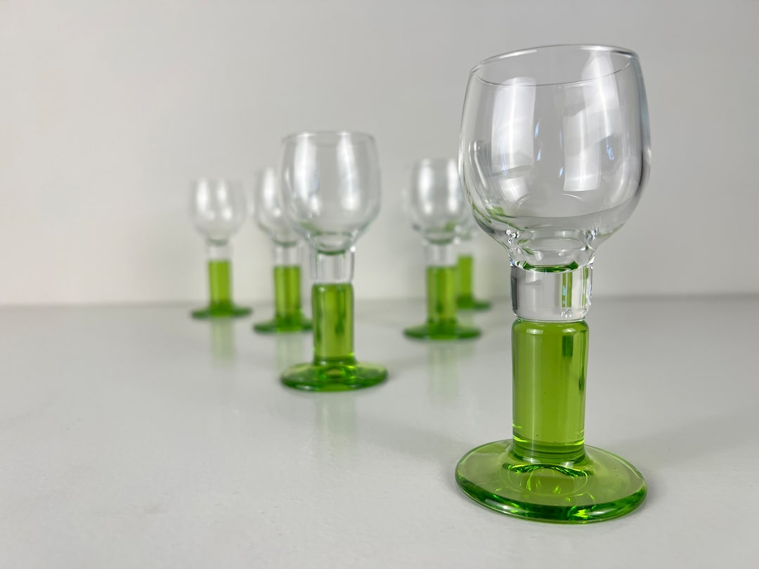Set of 4, 5 or 6 Beautiful Vintage Bormioli Rocco Limoncino Green ...