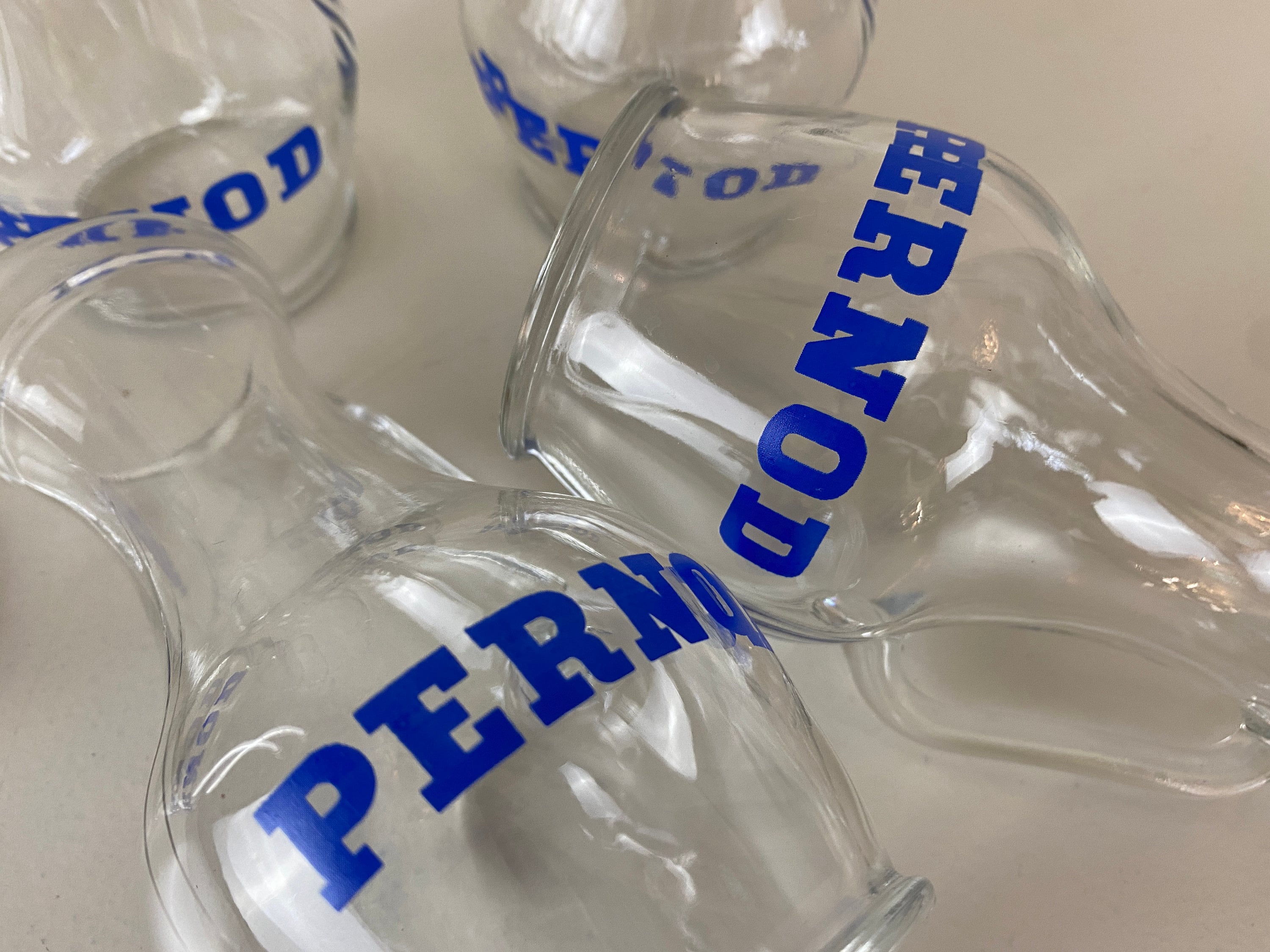 Pernod pastis carafe, vintage small carafe, pitcher blue transparent ...