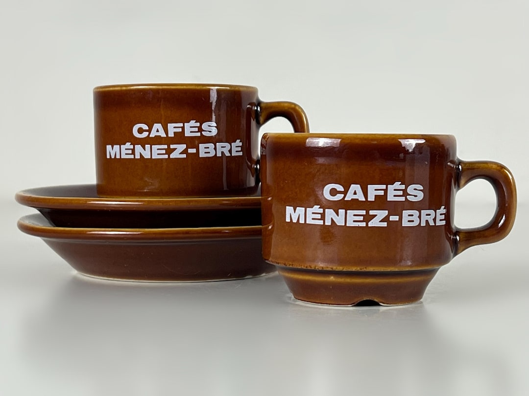 Set of 2 Very Nice Vintage Bar, Bistro Espresso Cups, "cafes Menez-bre ...