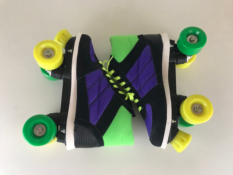 Vintage 90's Retro Roller Skates Black Purple Yellow and - Etsy