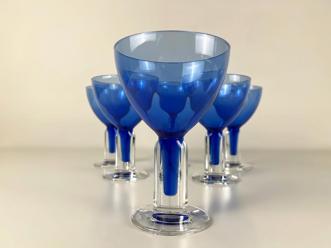 Set of 6 Large Stylish Crystal Glass "merlino Into the Blue" Glasses ...