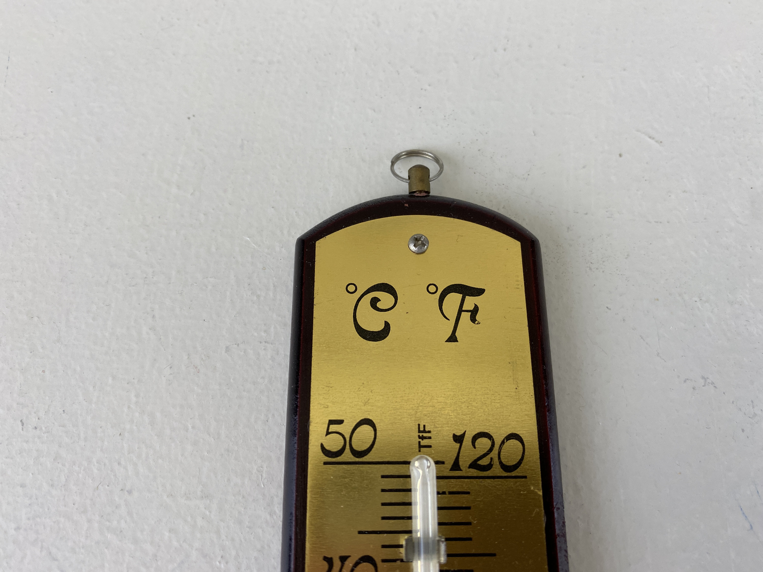 Glass thermometer, wooden base, wall thermometer, vintage from the 1970 ...