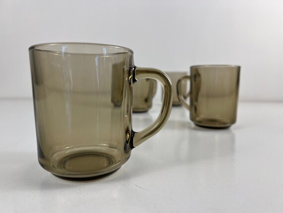 Set of 4 or 6 Smoke Glass Smoke Mugs From the 70s Arcoroc - Etsy