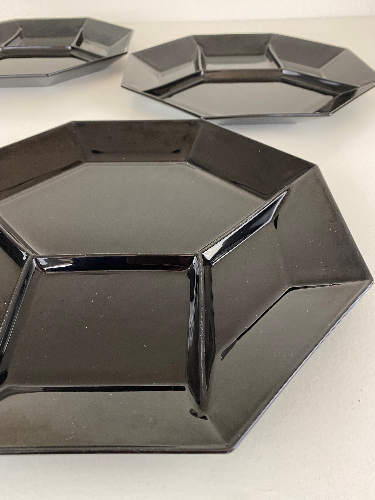 Set of 2 Arcoroc Octime Black Divider Plates Fondue Plates - Etsy