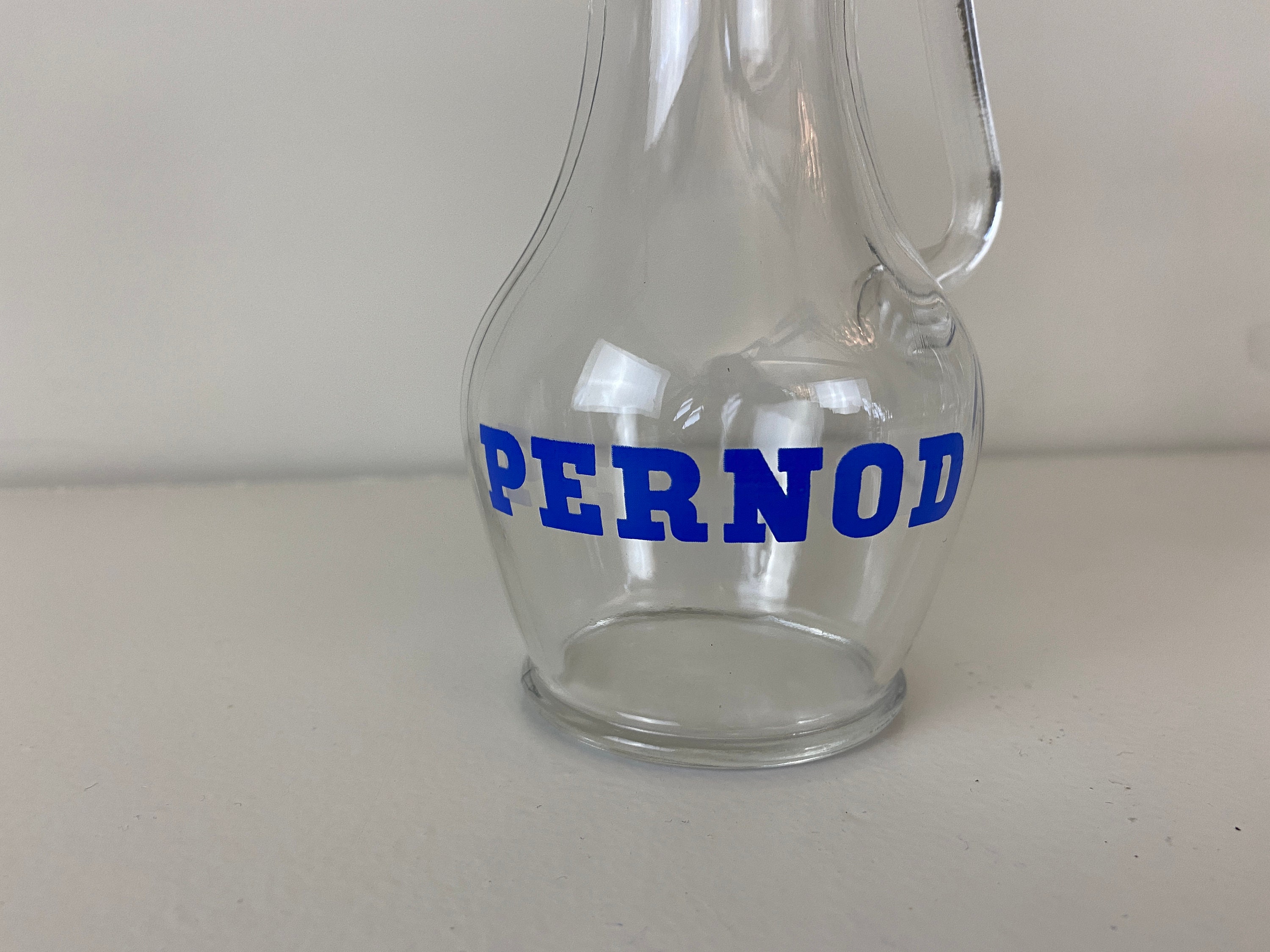 Pernod pastis carafe, vintage small carafe, pitcher blue transparent ...