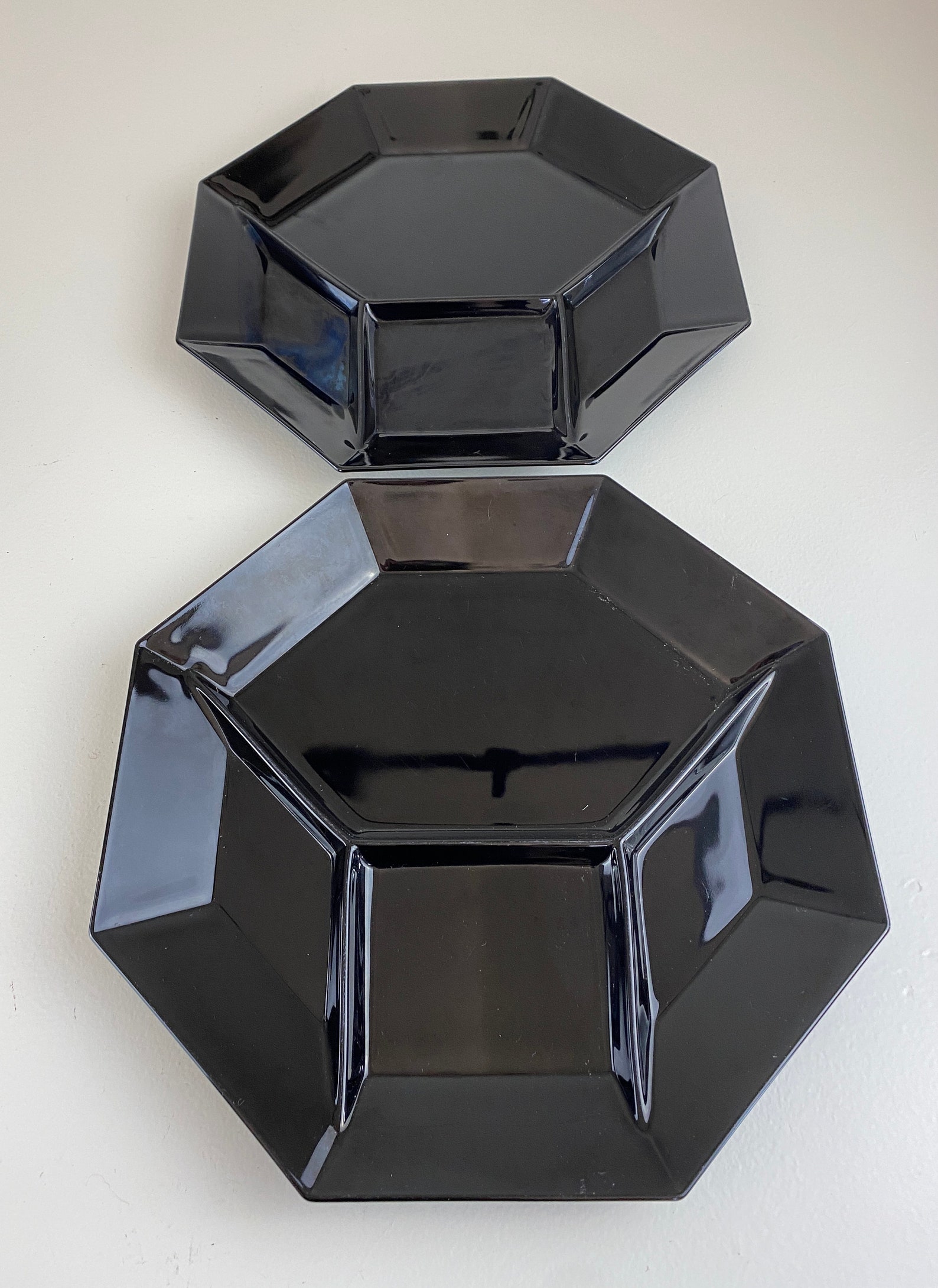 Set of 2 Arcoroc Octime Black Divider Plates Fondue Plates - Etsy