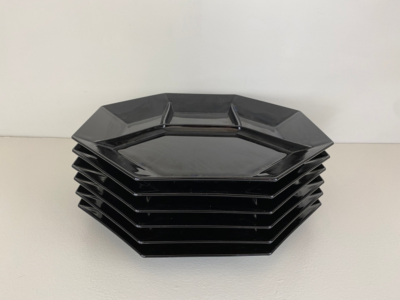 Set of 2 Arcoroc Octime Black Divider Plates Fondue Plates - Etsy