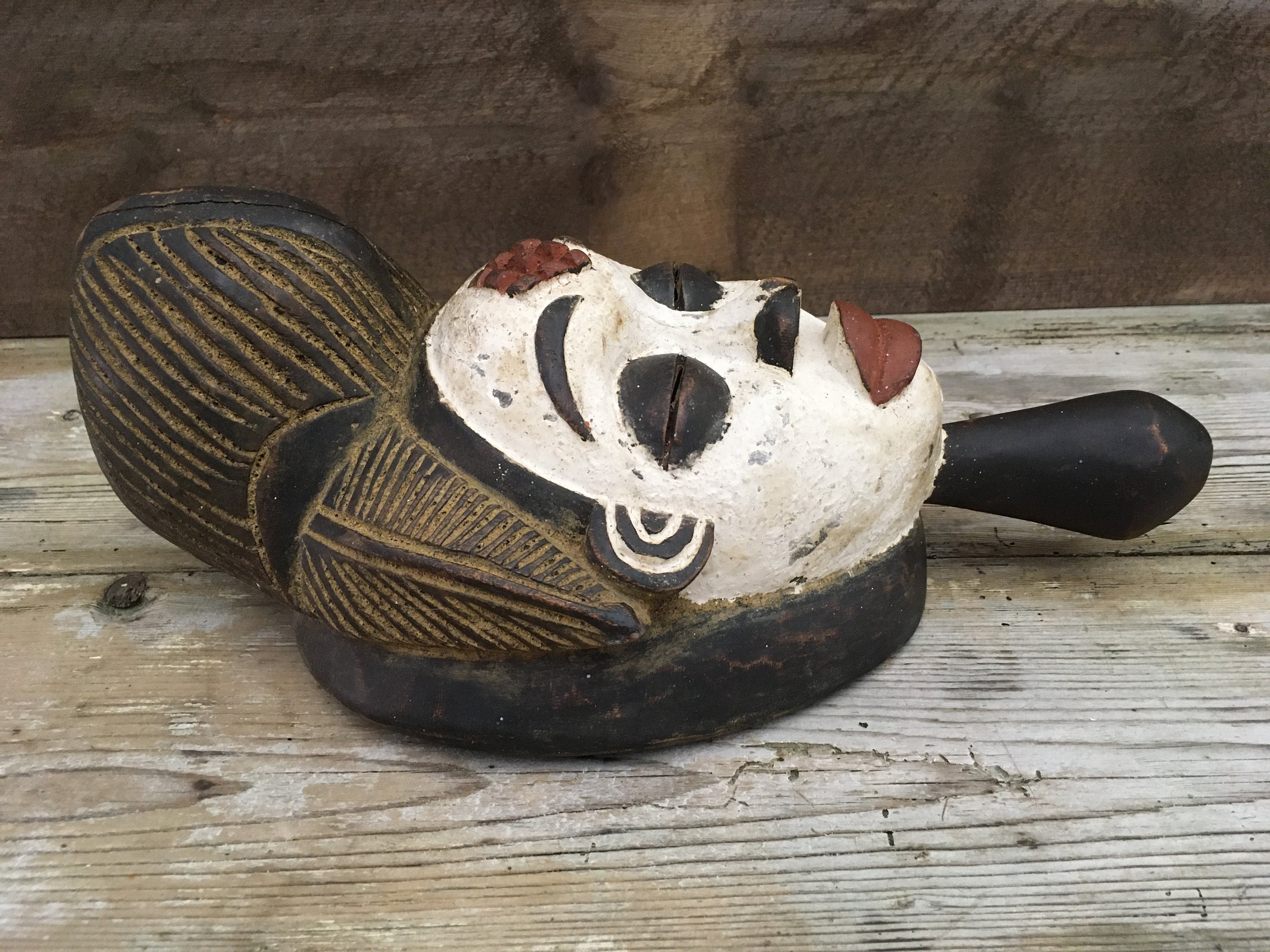 Vintage Punu African tribal mask, hand carved Punu Okuyi mask Gabon ...