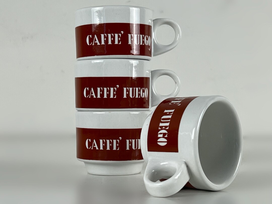 Set of 3 or 4 Vintage Bar Quality Espresso Cups Advertising Caffè Fuego ...