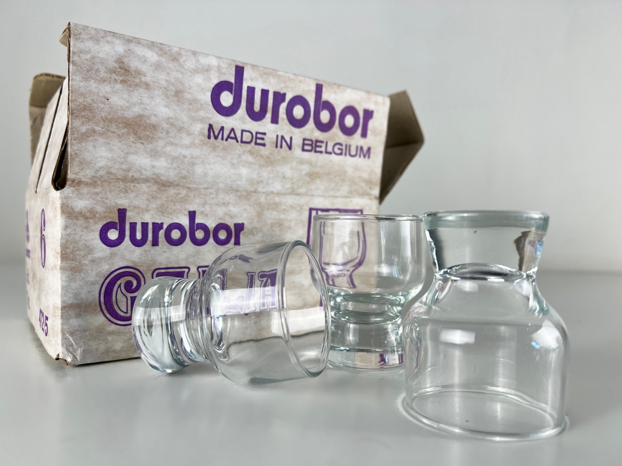 Set of 6 Durobor Galia 5 cl aperitif glasses, shot glasses, mid century ...