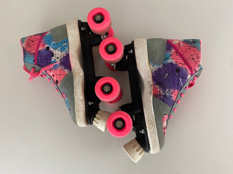 Vintage 80's Retro Roller Skates Grey Neon Pink Purple - Etsy