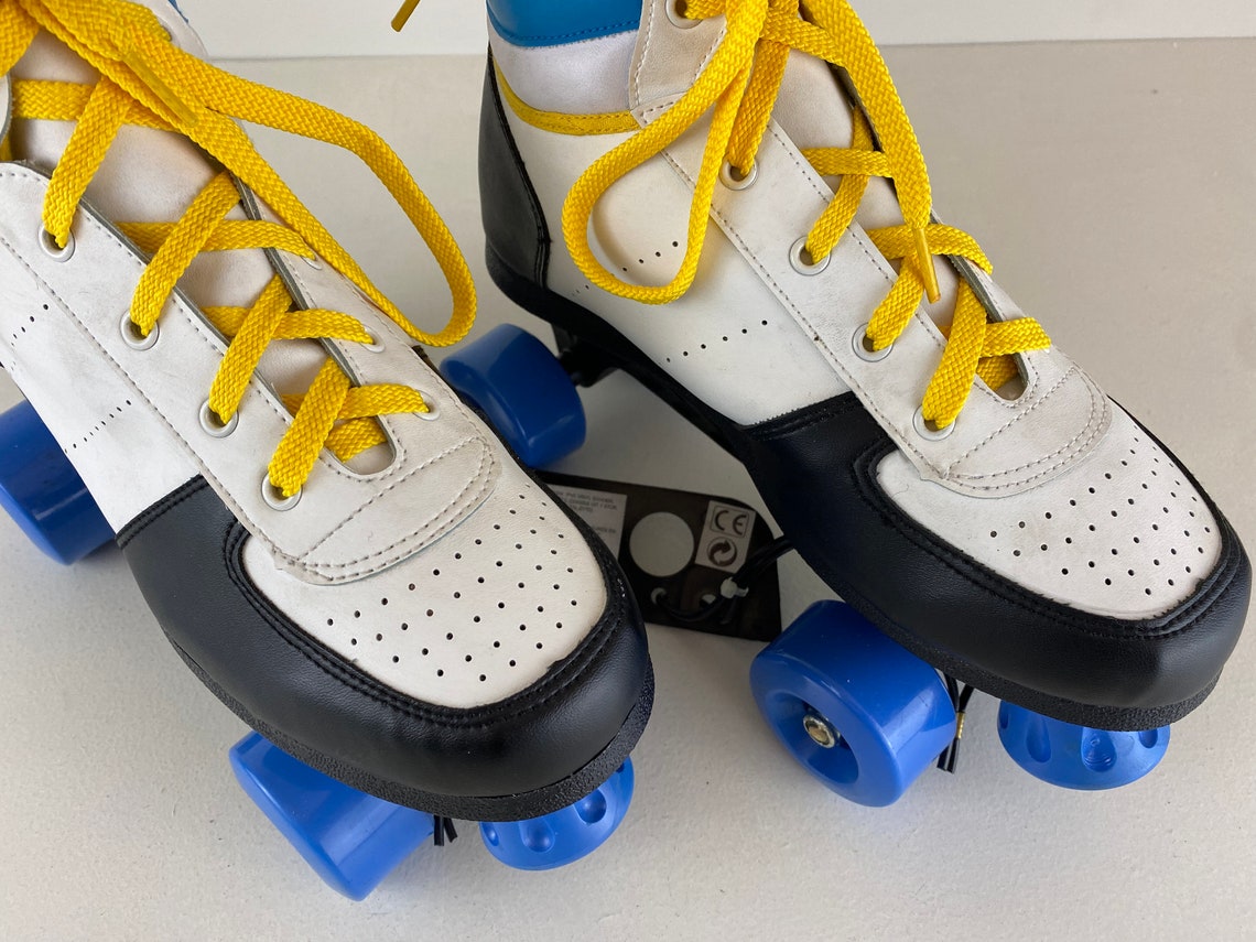 Vintage 90's Retro Roller Skates in Black, White and Blue, Rusher, New ...