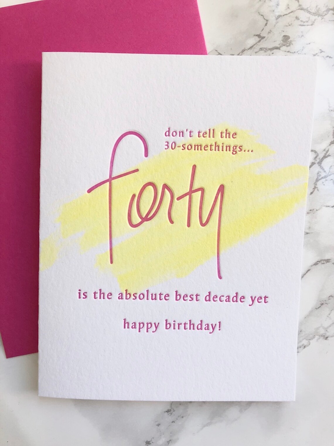Forty Birthday Card, Letterpress, Birthday for Her, 40th Birthday - Etsy